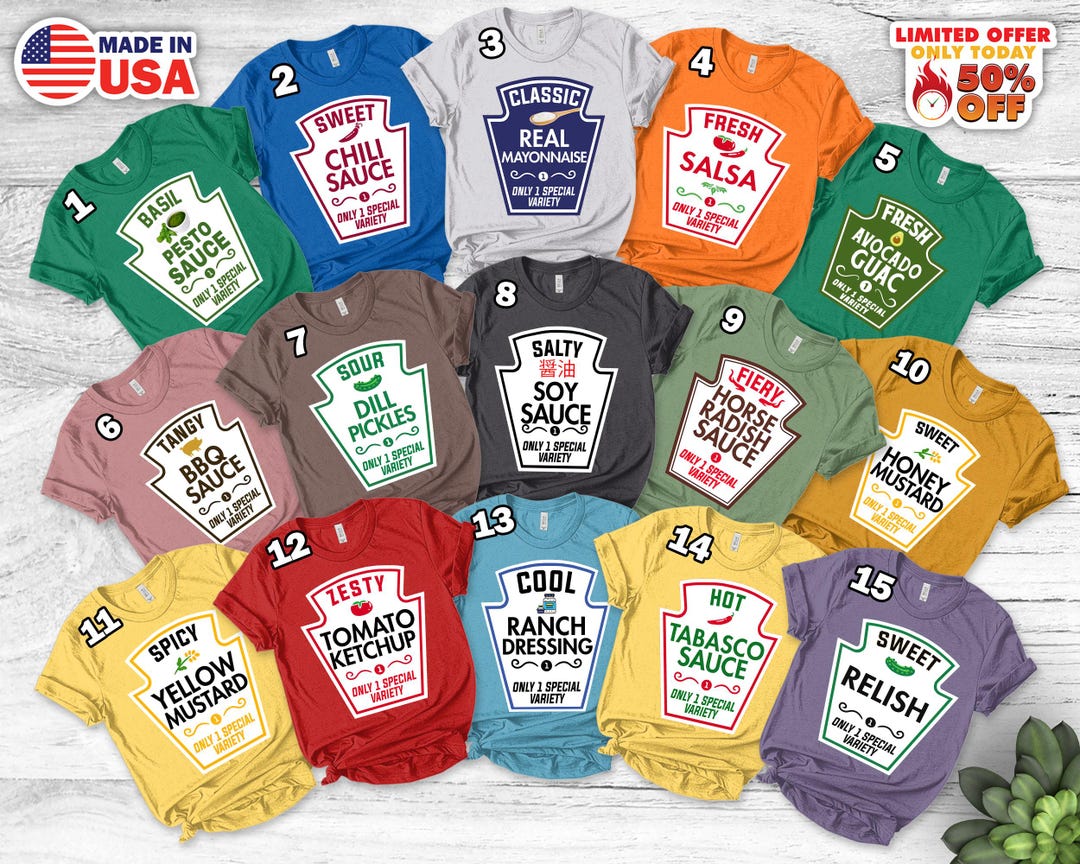 Group Condiments Shirts, Matching Condiment Halloween Costume Party ...