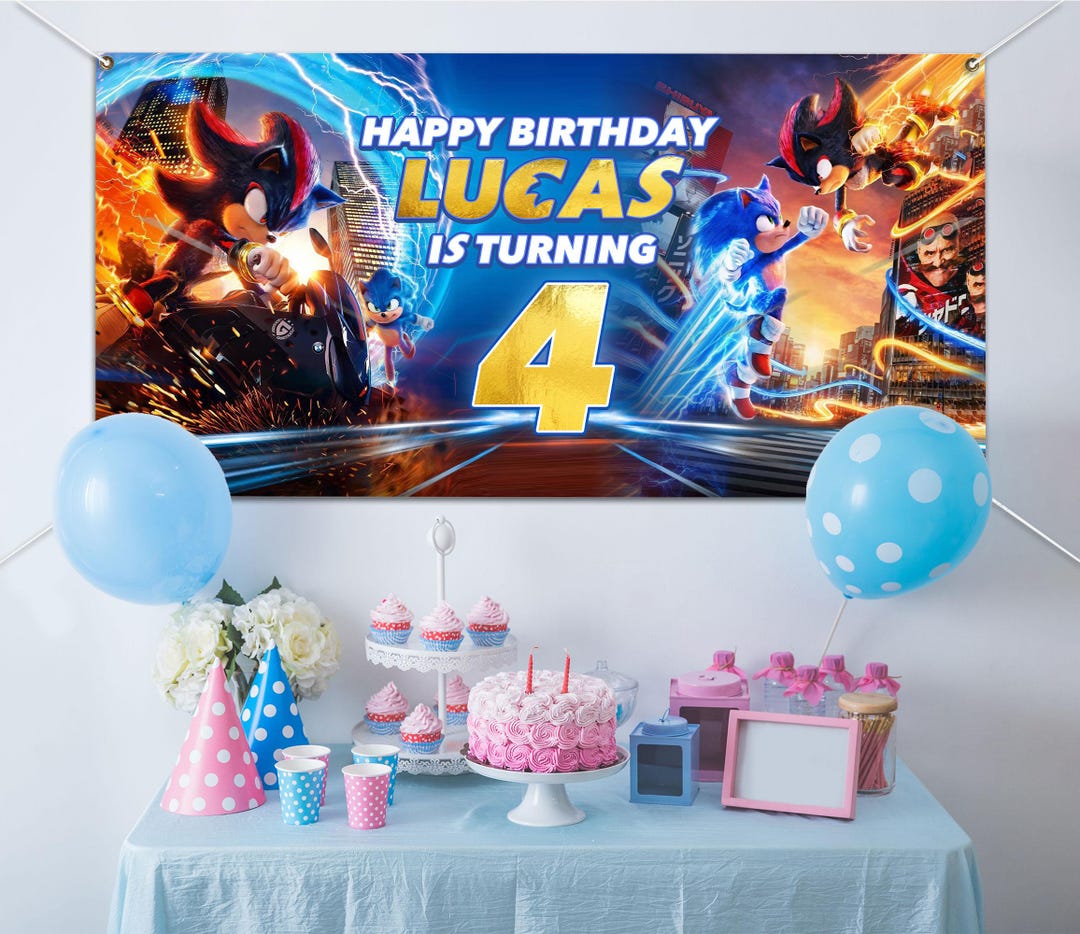 Sonic Birthday Party Backdrop Sonic Birthday Banner Custom Sonic ...