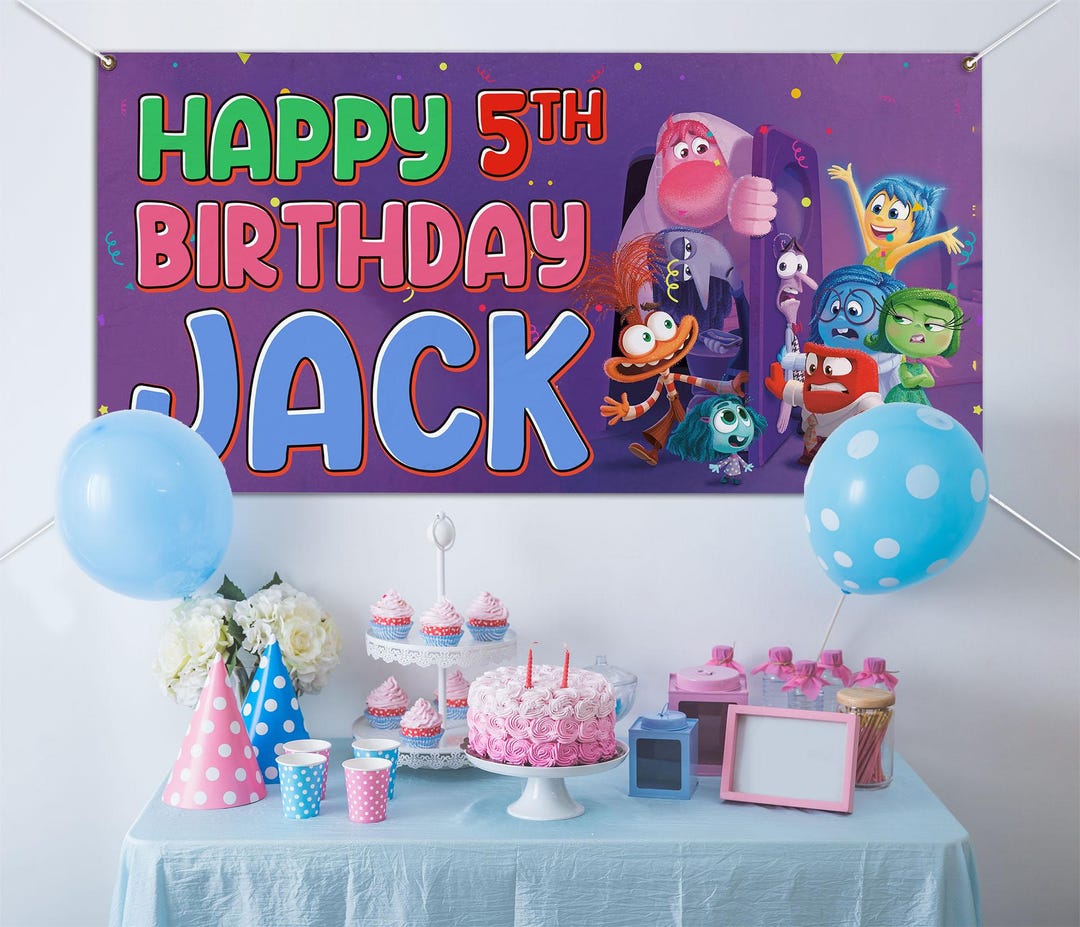 Inside Out Personalized Banner, Inside Out Birthday Banner ...