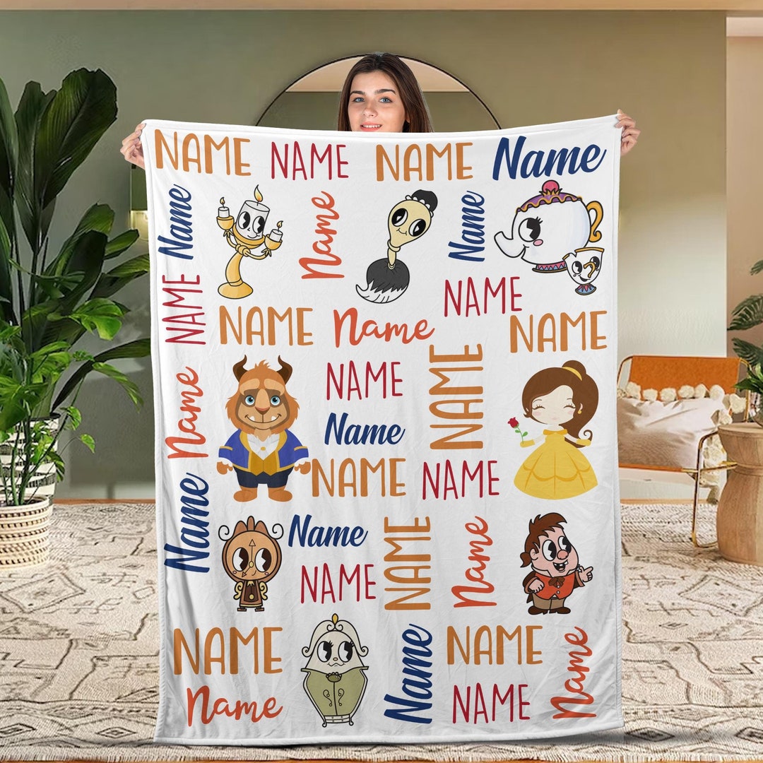 Personalized Disney Beauty and the Beast Blanket, Baby Birthday Gift ...