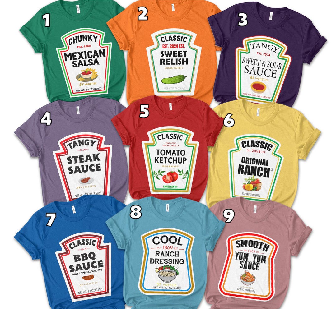 Group Condiments T-shirts, Matching Condiment Costume Party Shirt, 2025 ...
