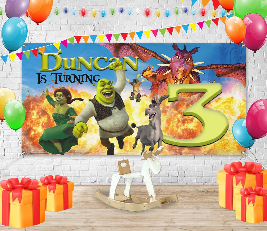 Shrek Birthday Party, Shrek Party Banner, Shrek Birthday Backdrop ...