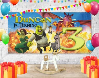 Shrek Birthday Party, Shrek Party Banner, Shrek Birthday Backdrop ...