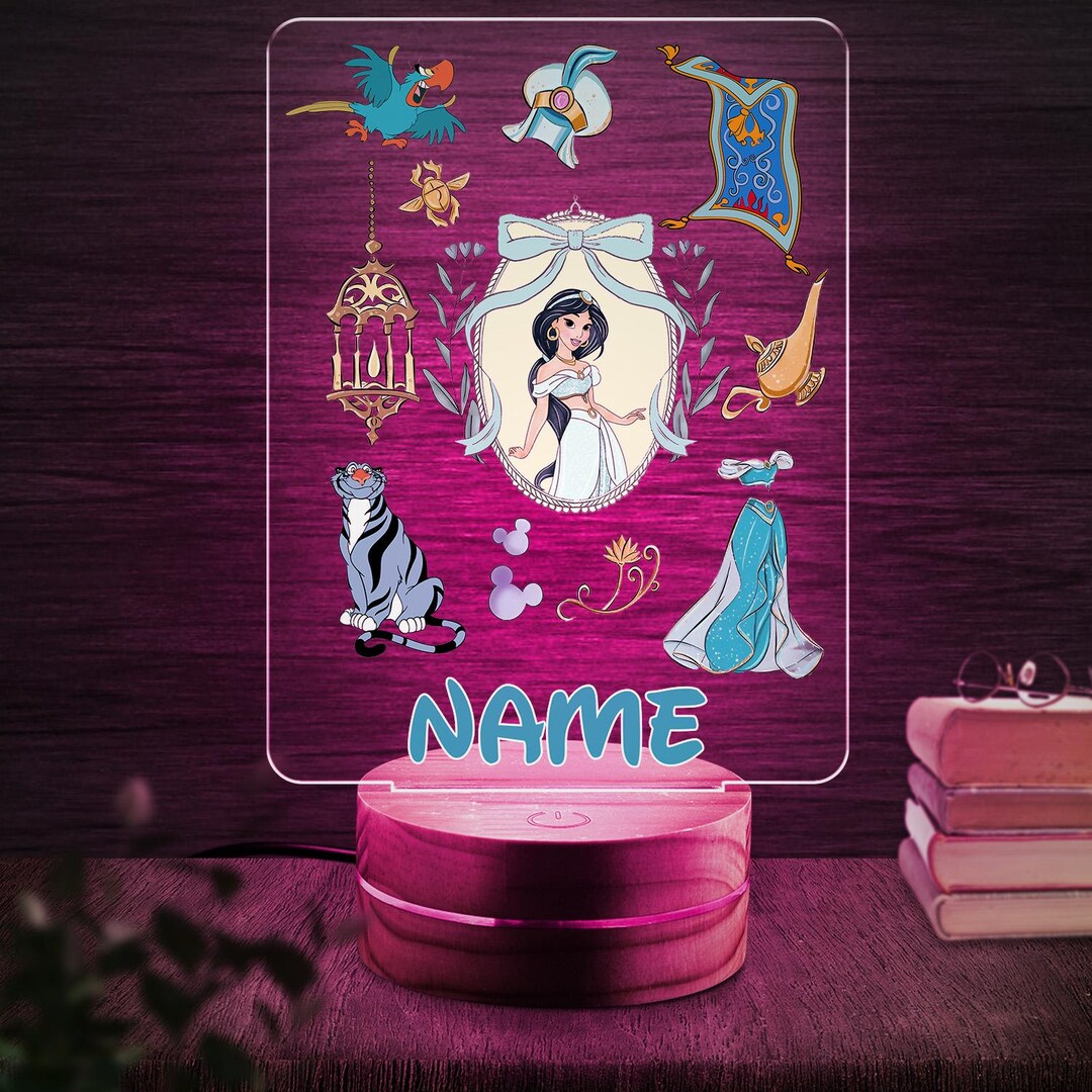 Personalized Jasmine Princess Night Light, LED Light Room Decor ...