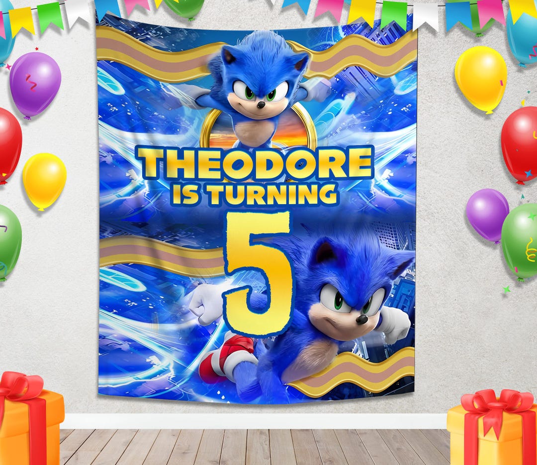 Sonic Birthday Party Backdrop, Sonic Hedgehog Birthday Banner, Custom ...