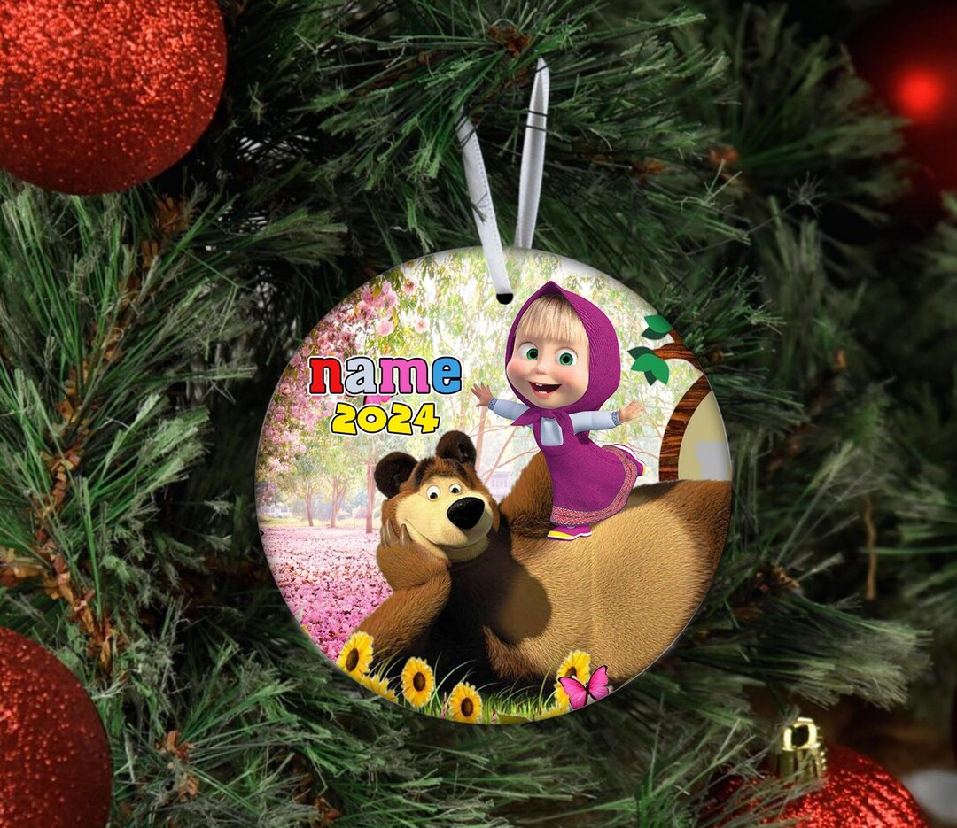 Personalized Masha and the Bear Ornament, Masha Bear Ornament, Custom ...
