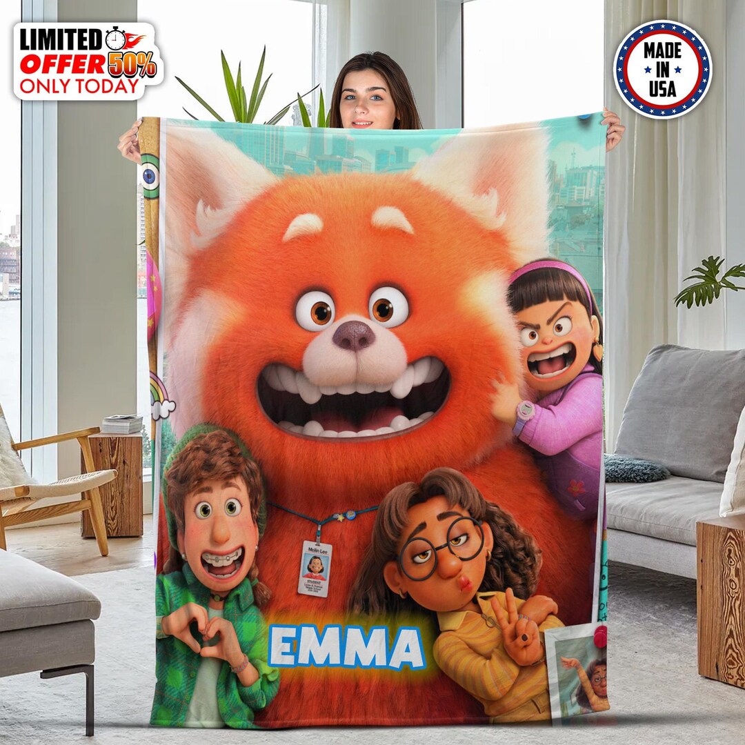 Personalized Turning Red Blanket, Funny Cartoon Blanket, Birthday Gift ...