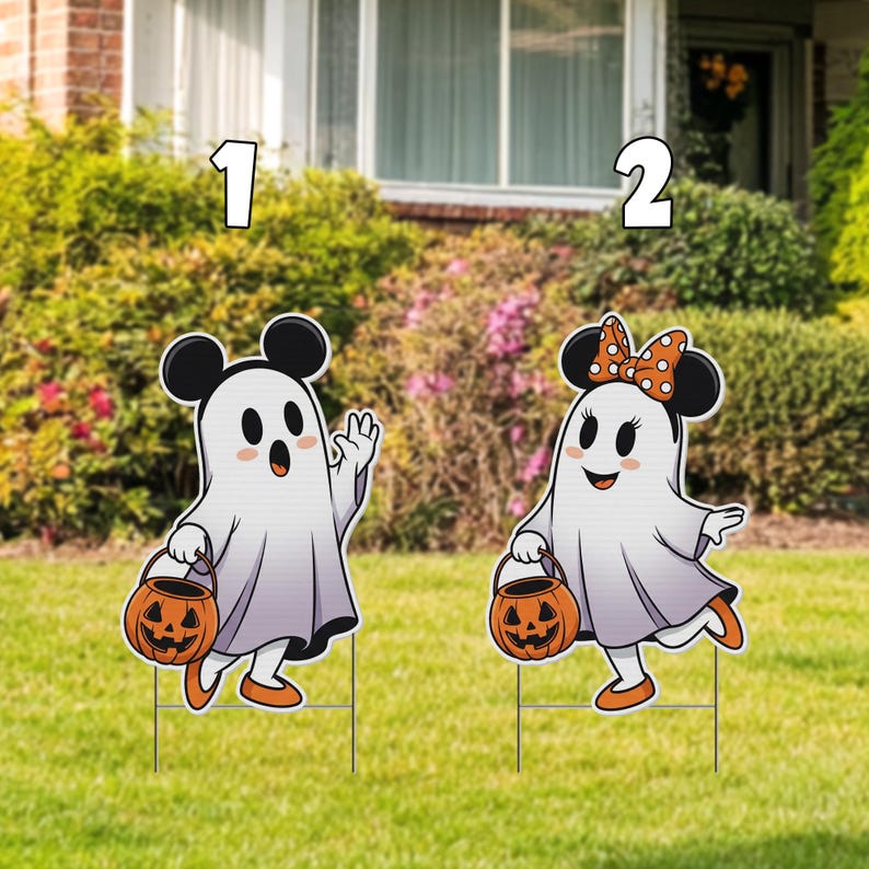 Mickey and Minnie Halloween Sign Cut Out, Mickey Mouse and Minnie Yard ...