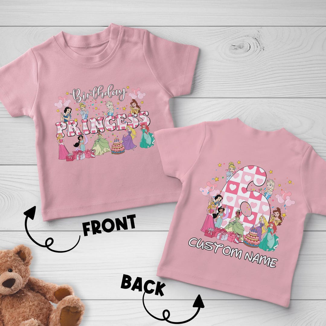 Personalized Disney Princess Birthday Girl T-shirt,both Sides Custom Name Birthday Girl Aurora ...