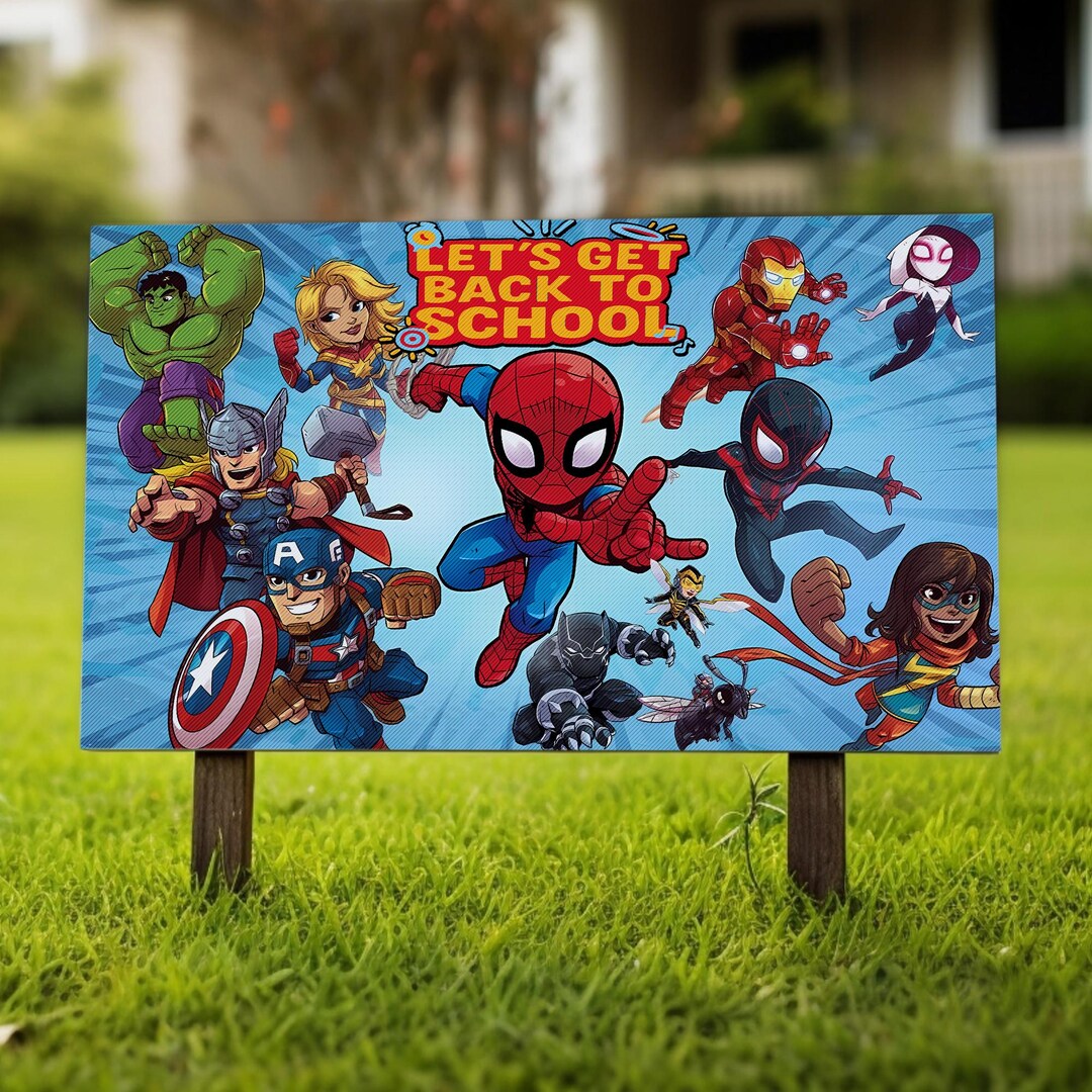 Spider Man Back to School Yard Sign, First Day of School Sign, Marvel ...