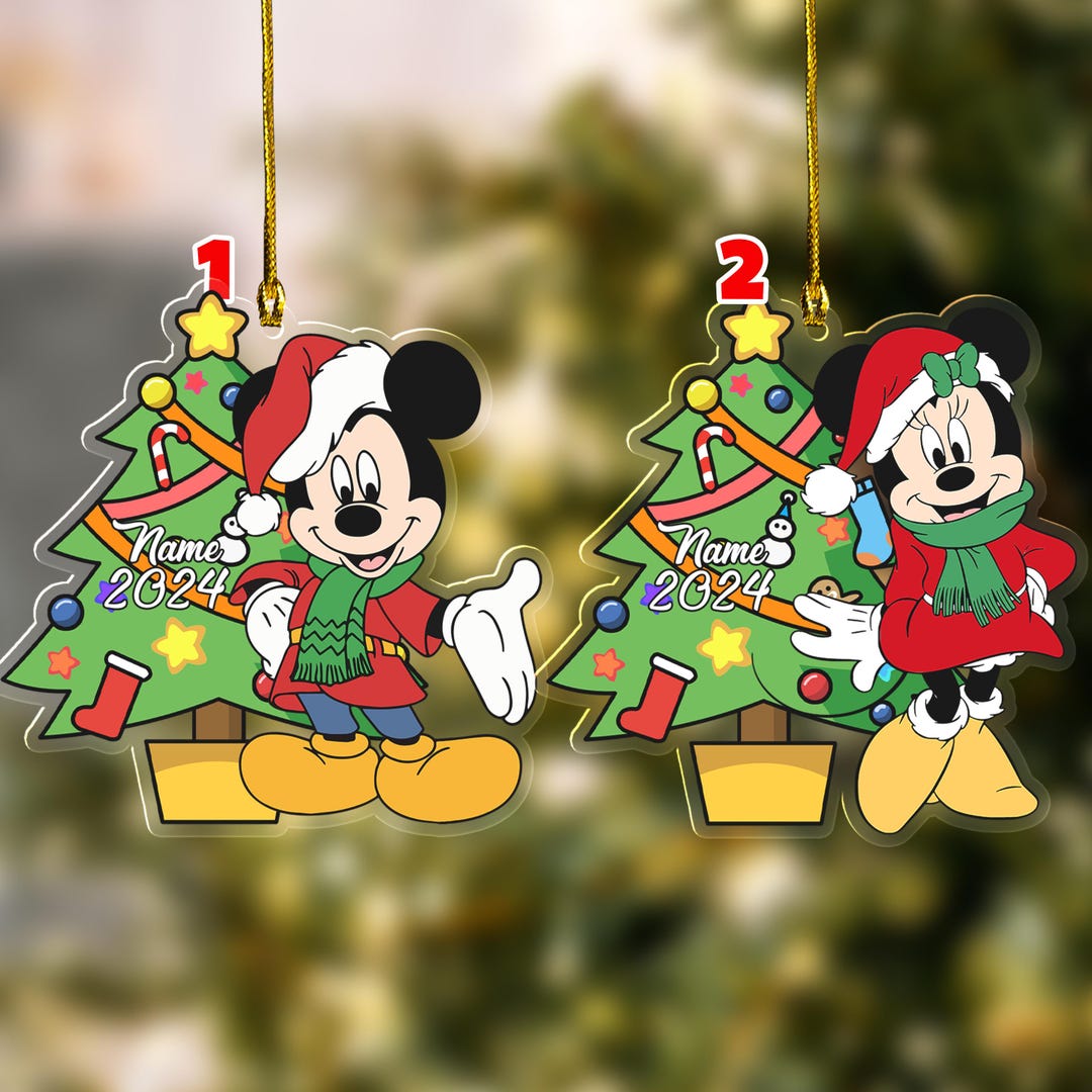 Personalized Mickey and Minnie Ornament, Mickey and Friends Cute Disney ...