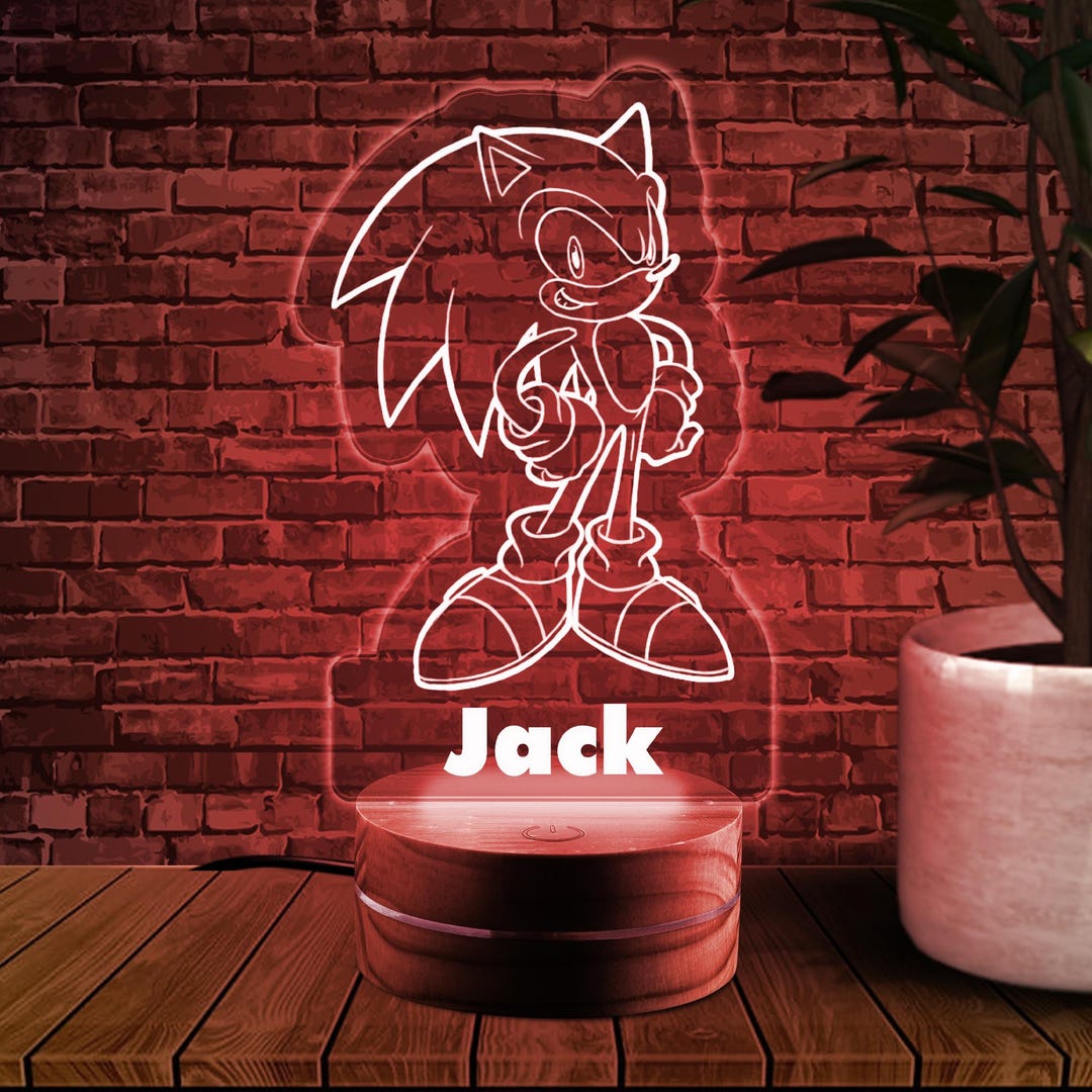Sonic the Hedgehog Night Light, Personalized Gamer Fan Gift, Color LED ...
