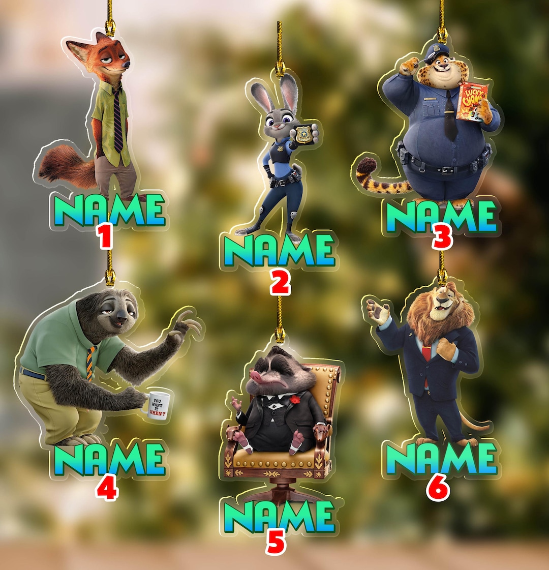 Personalized Disney Zootopia Christmas Ornament, Custom Name Zootopia ...