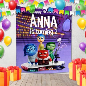 Personalized Inside Out Backdrop, Inside Out Birthday Banner, Inside ...