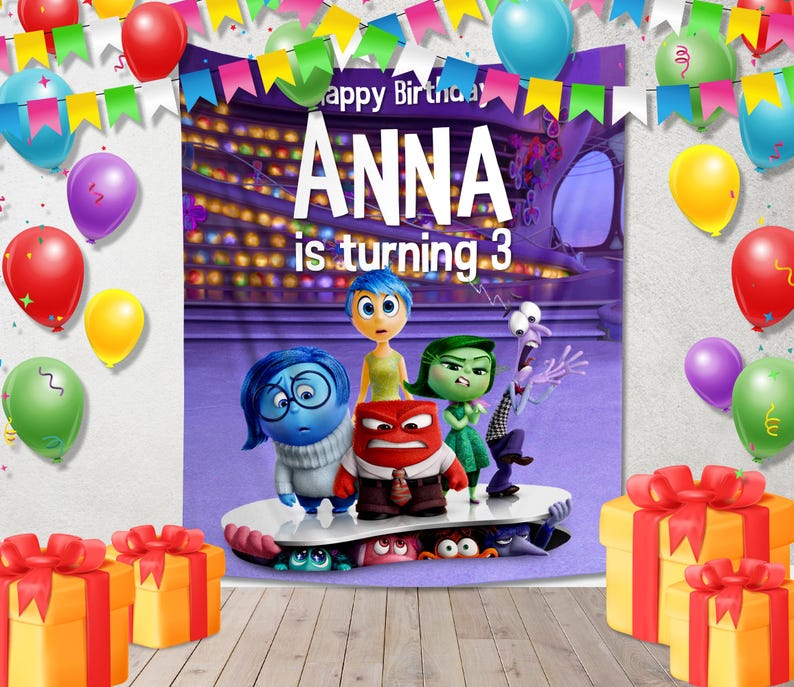 Personalized Inside Out Backdrop, Inside Out Birthday Banner, Inside ...
