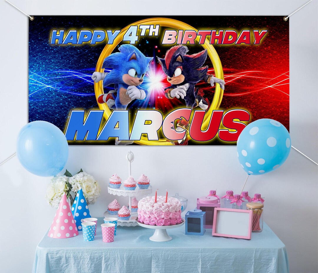 Sonic Birthday Party Backdrop/sonic Hedgehog Birthday Banner/custom ...