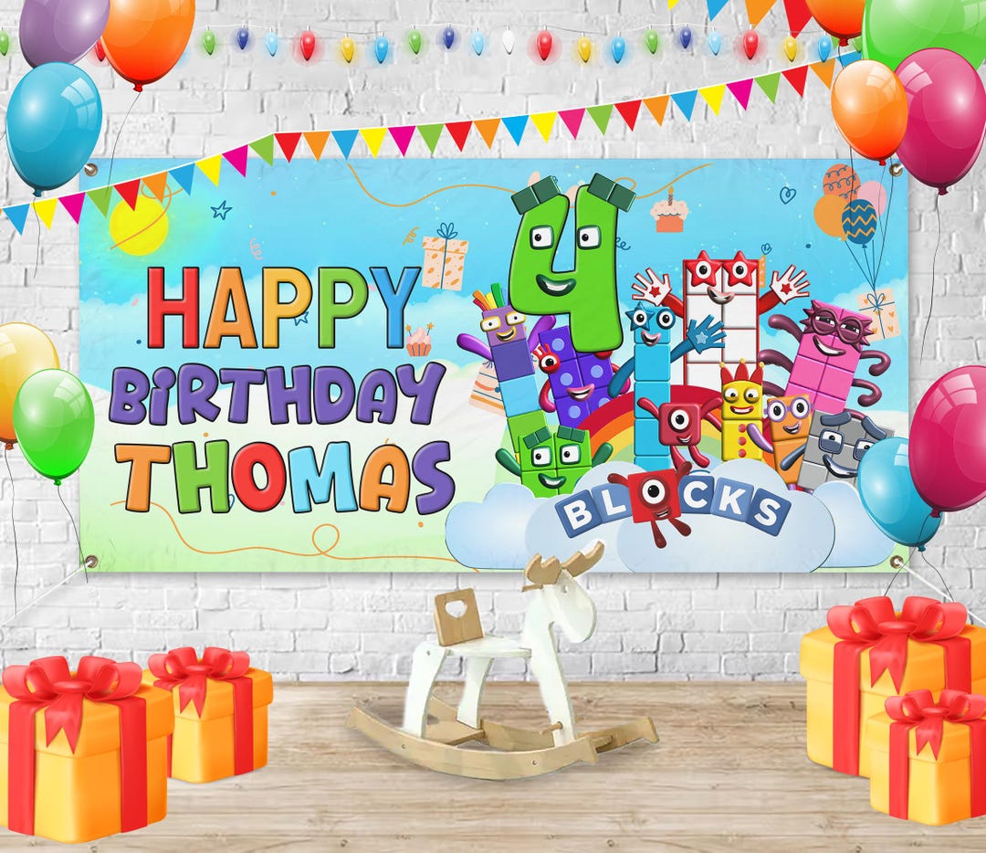 Numberblocks Birthday Backdrop/numberblocks Birthday Banner ...