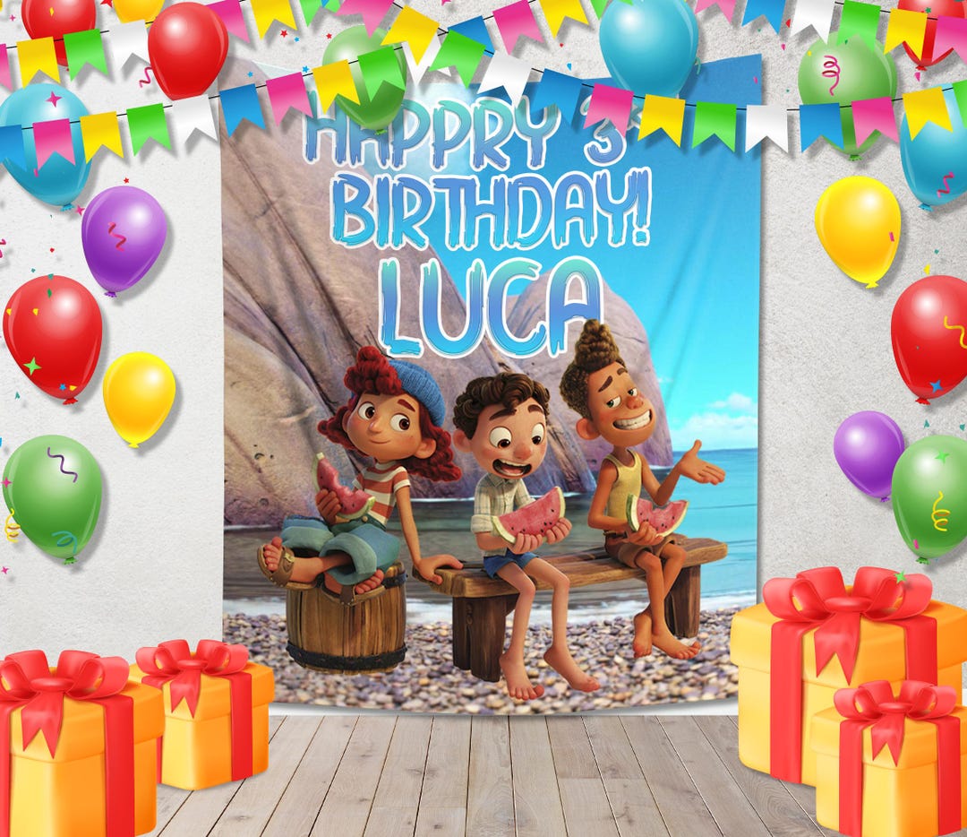 Personalized Luca Birthday Backdrop, Luca Birthday Banner, Custom Name ...