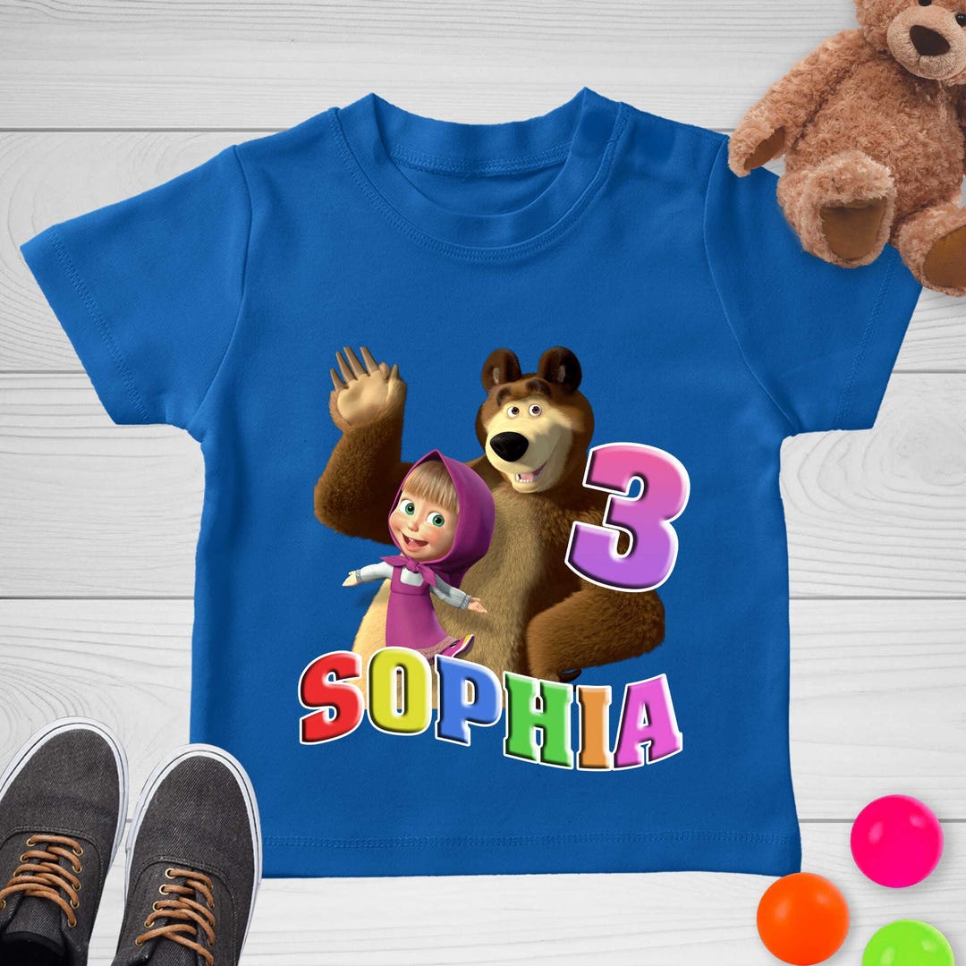 Masha and the Bear Theme Birthday Kid Youth Toddler T-shirt ...