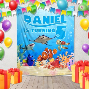 Finding Nemo Birthday Backdrop, Finding Nemo Birthday Party, Finding ...