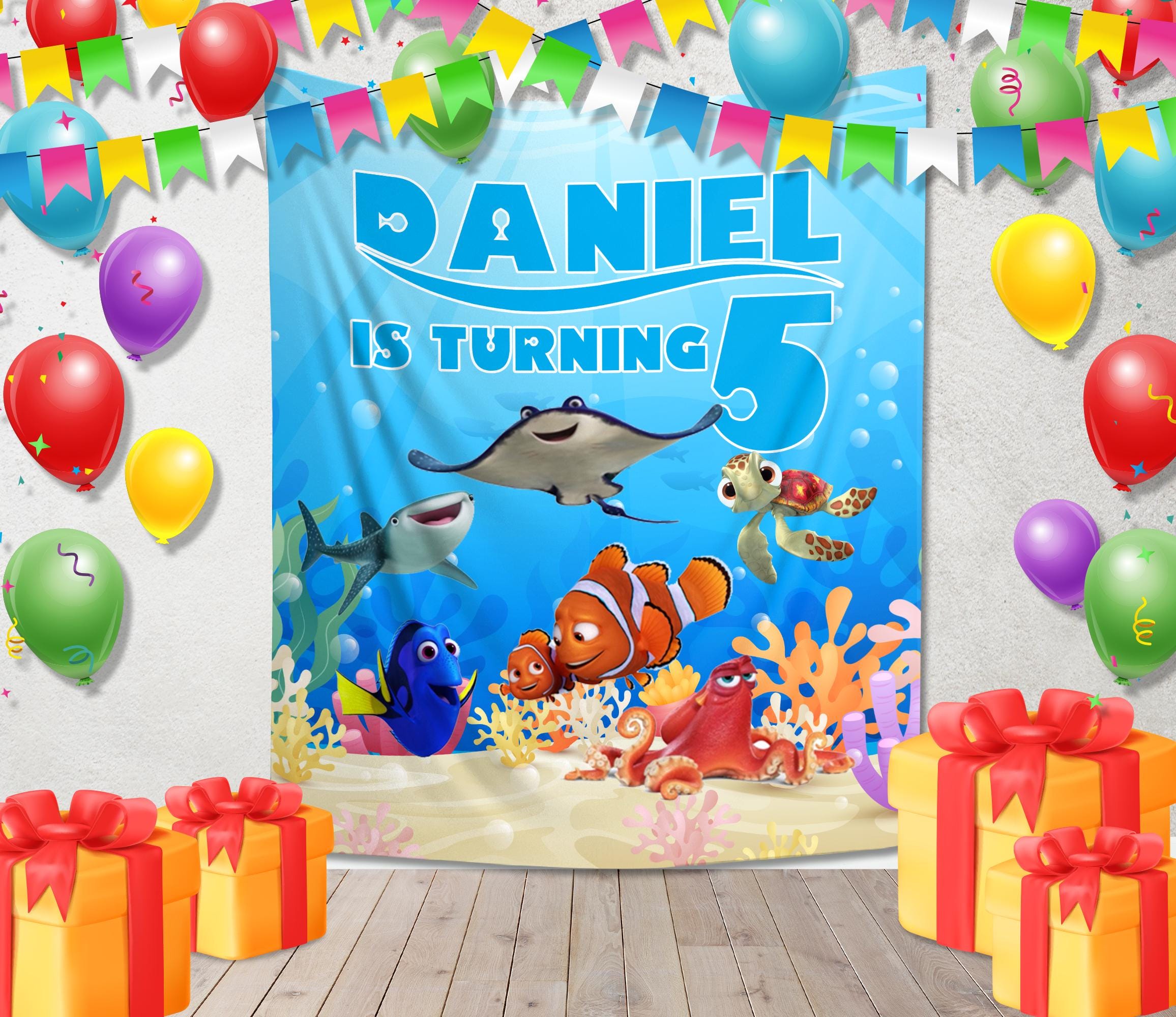 Finding Nemo Birthday Backdrop, Finding Nemo Birthday Party, Finding ...