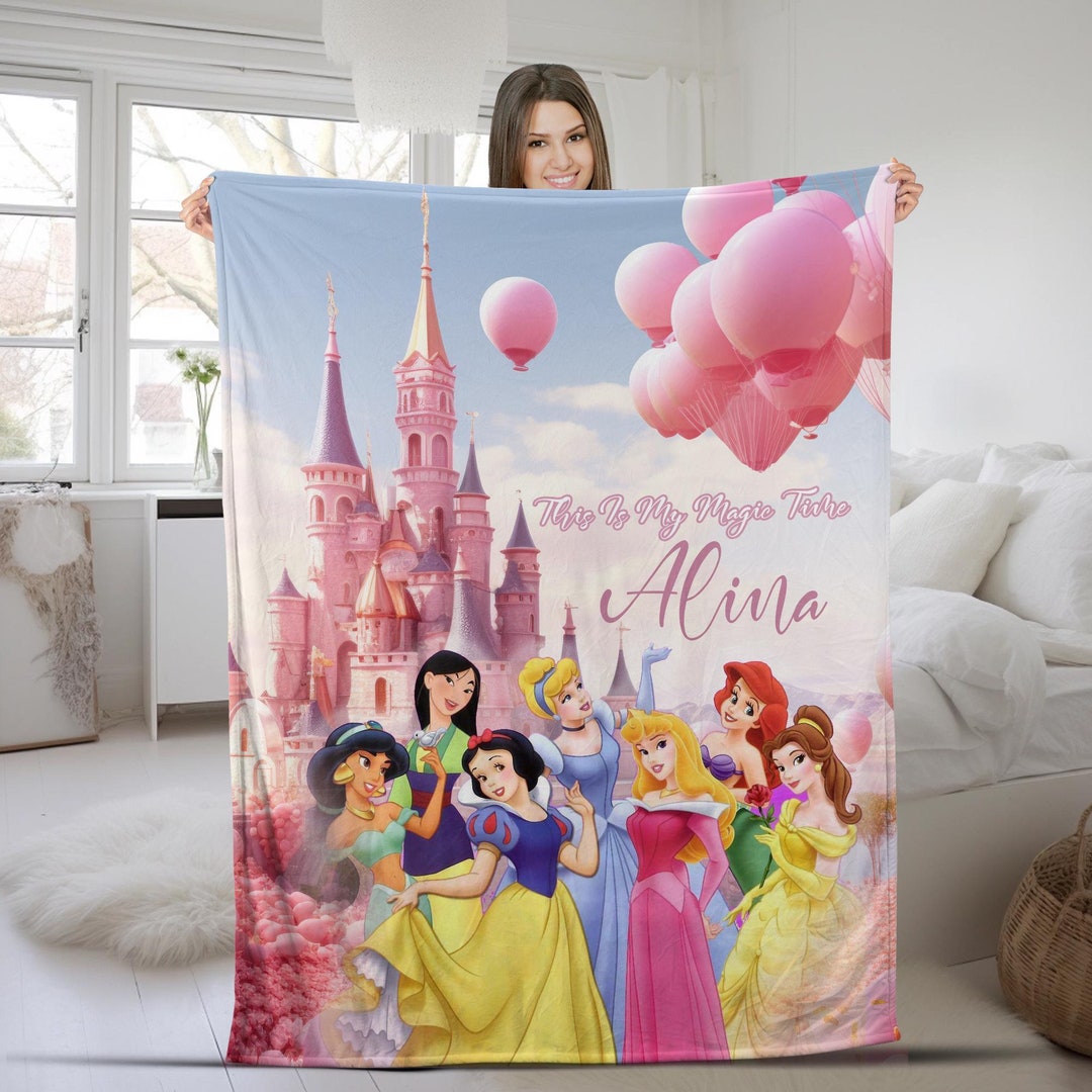 Personalized Disney Princess Blanket,watercolor Princess Birthday Girl ...