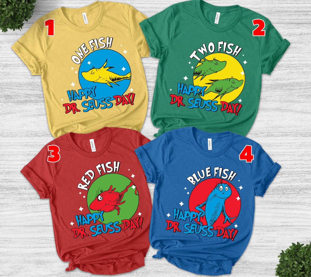 One Fish Two Fish Red Fish Blue Fish Shirt, Costume for Family Group ...