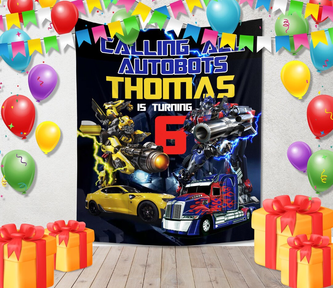 Transformers Birthday Party Backdrop Transformers Birthday Banner ...