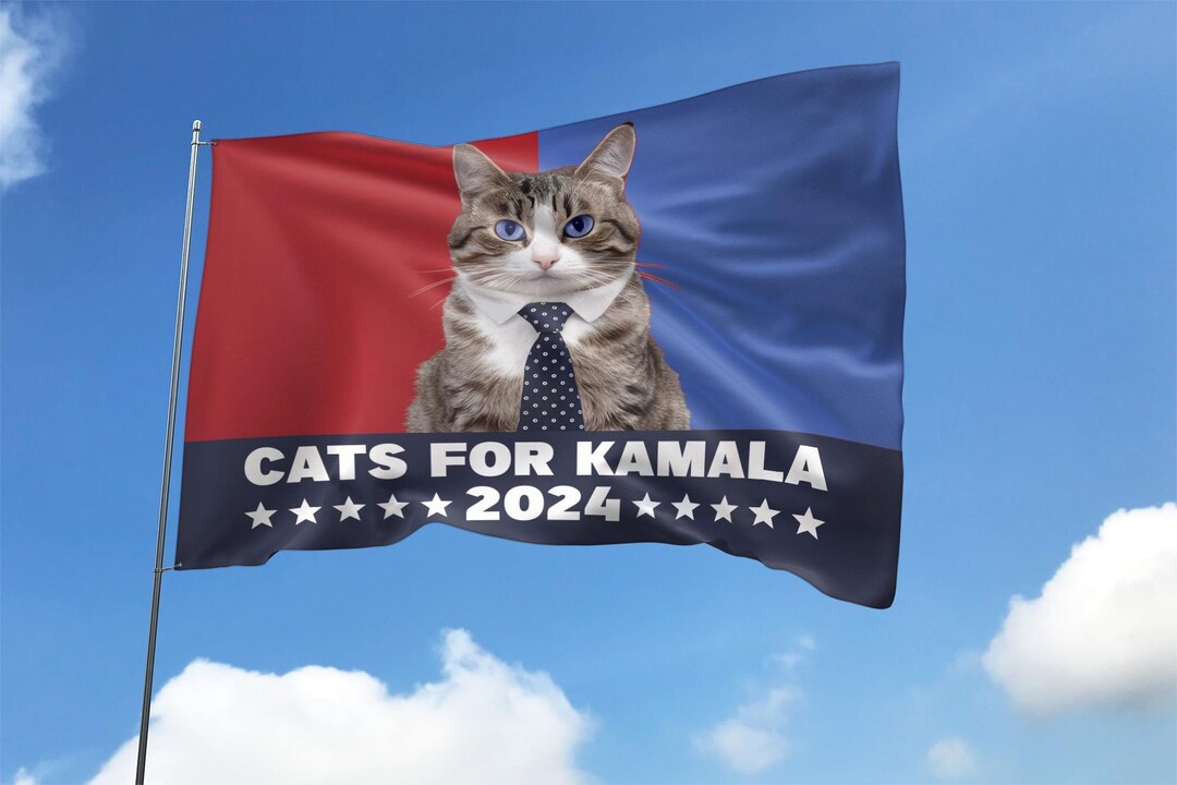 Cats for Kamala Harris House Flag, Kamala Harris 2024 Flag, Harris 2024 ...
