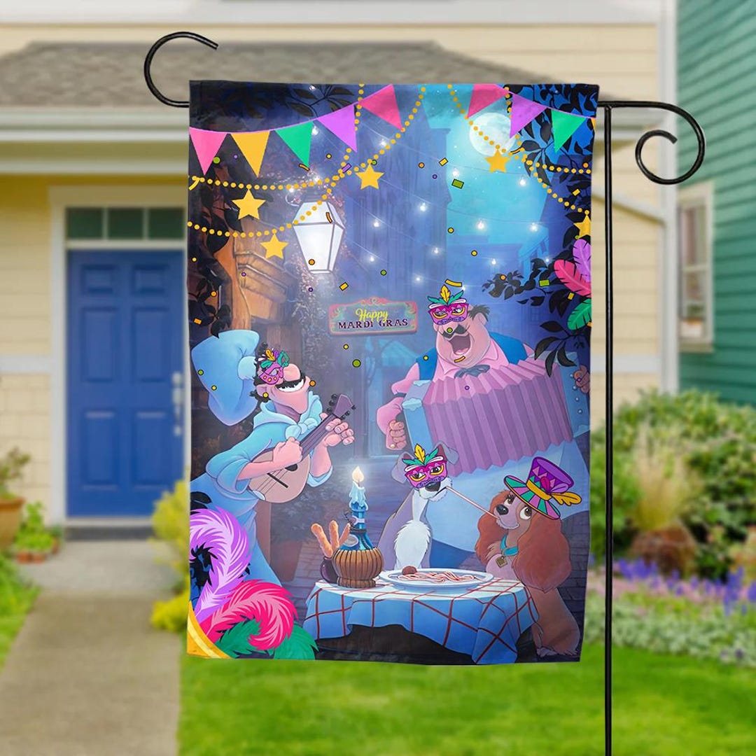 Mardi Gras Lady and the Tramp Garden Flag, Festive Dog-themed Yard ...