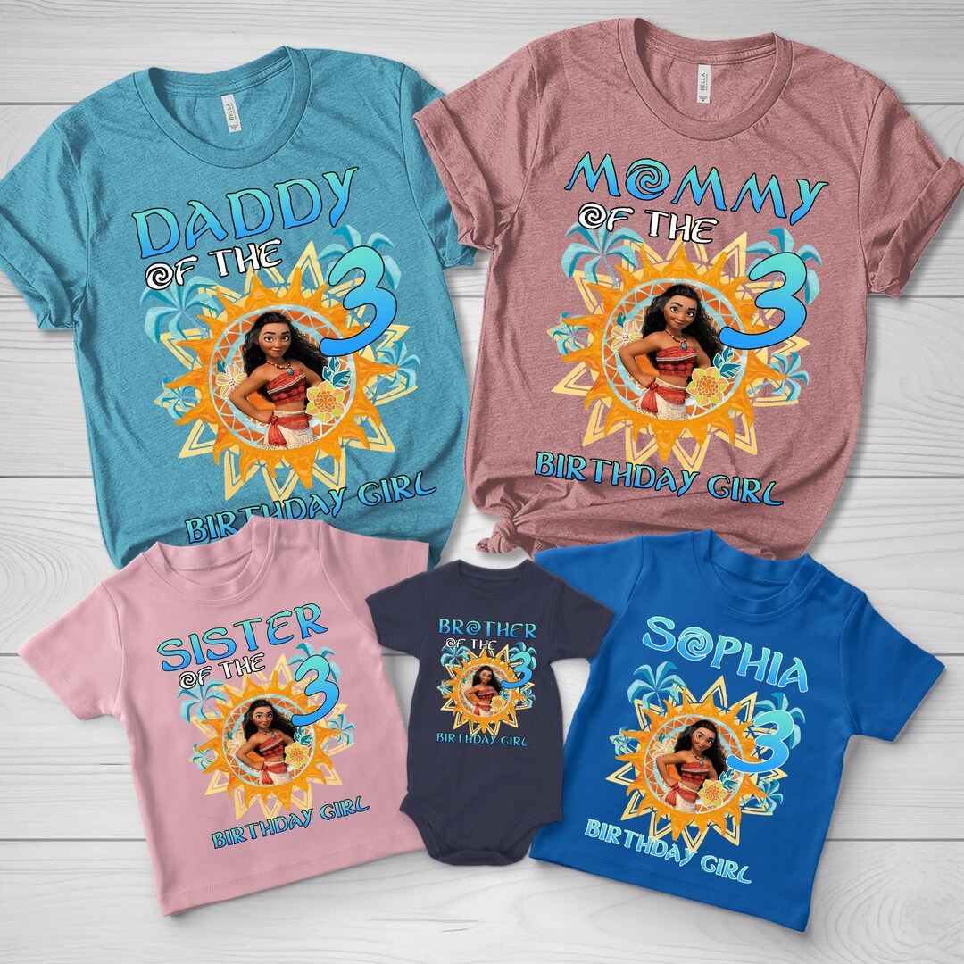 Custom Moana Birthday Family Shirt, Moana Birthday Shirt,moana Birthday ...