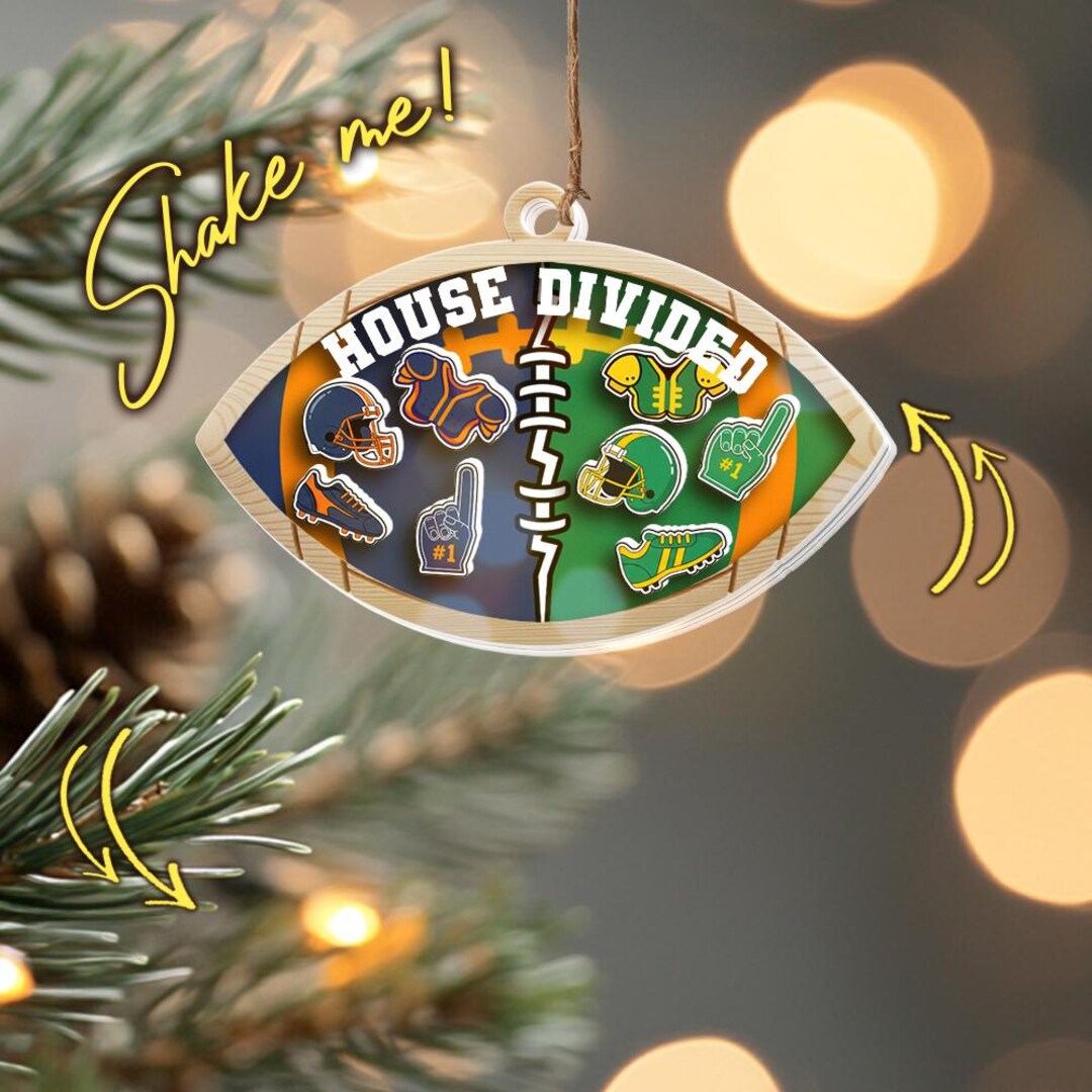 Personalized House Divided Football Christmas Ornament, Custom Any Team ...