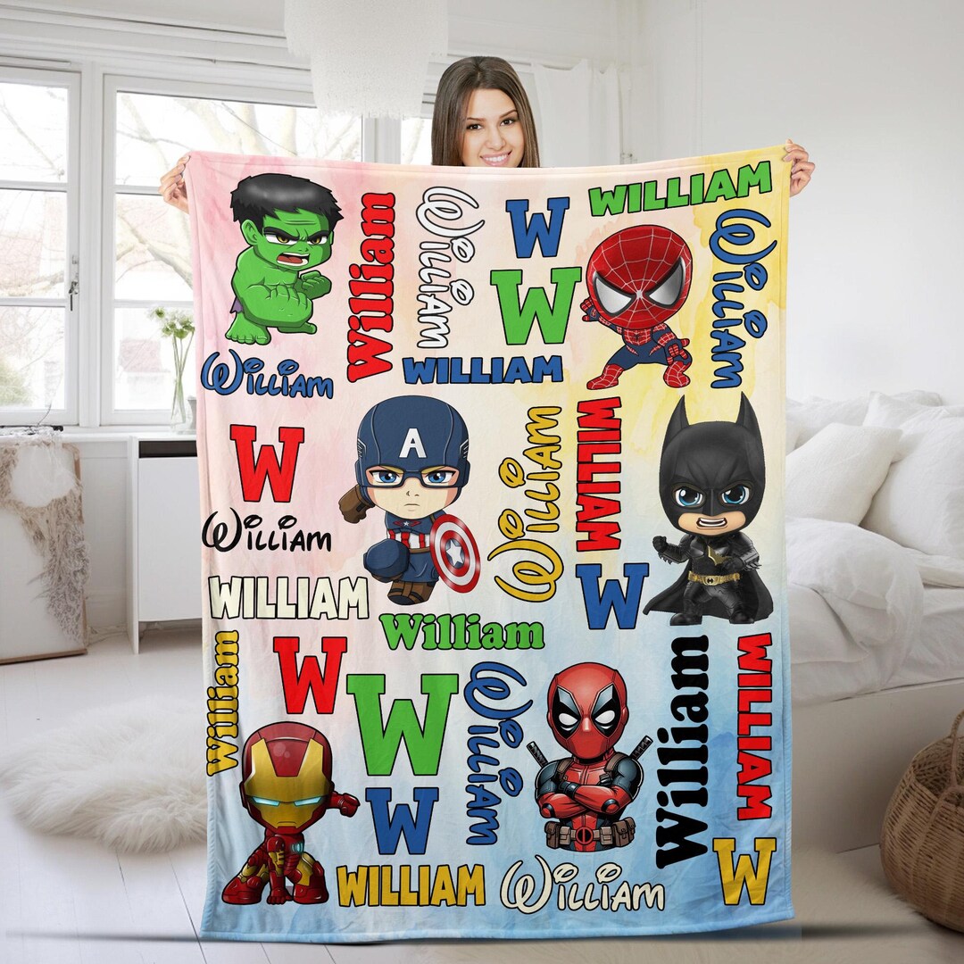 Personalized Super Hero Blanket, Super Hero Sherpa Throw Blanket ...