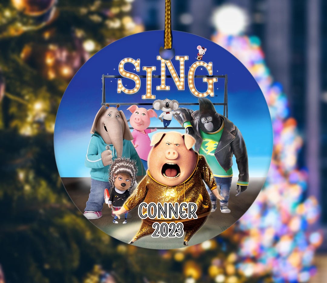 Custom Name Sing Pig Ornament, Sing Pig Party Ornament, Sing Cartoon ...