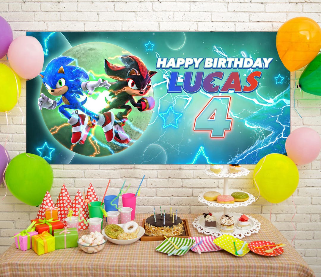 Sonic Birthday Party Backdrop, Sonic Hedgehog Birthday Banner, Custom ...
