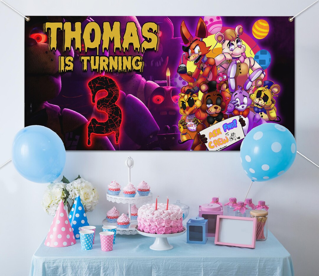 Personalized Birthday Backdrop With FNAF Theme, Custom Birthday Banner ...