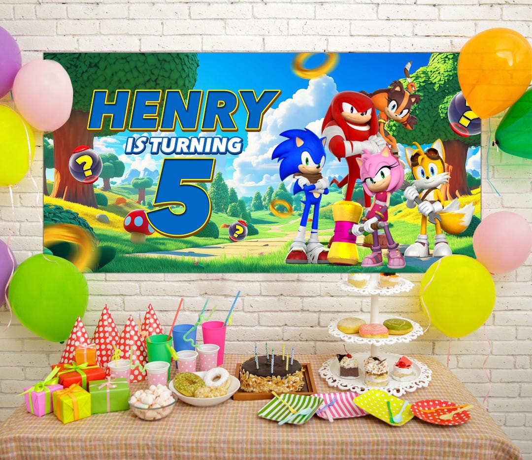 Sonic Birthday Party Backdrop/sonic Hedgehog Birthday Banner/custom ...