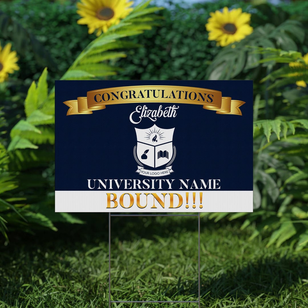 Personalized College Bound Yard Sign, College Logo Sign, Custom ...