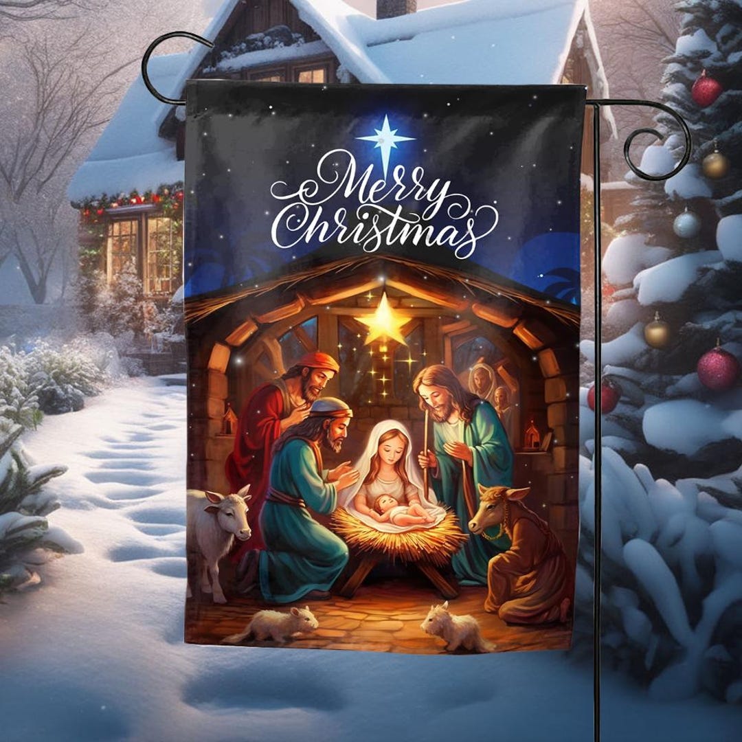 Holy Nativity Garden Flag, Joy to the World Flag, Merry Christmas ...
