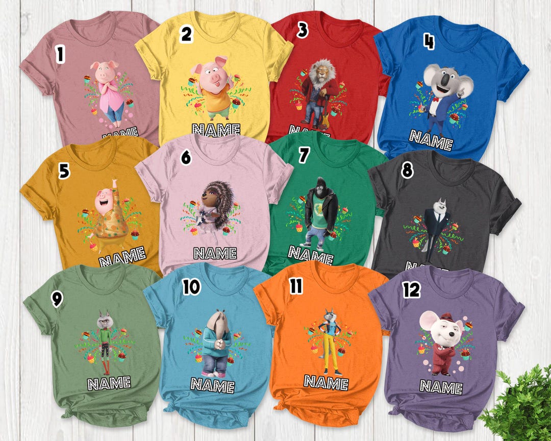 Sing Pig Family Birthday Shirt, Sing Characters Shirt, Sing Pig Group ...