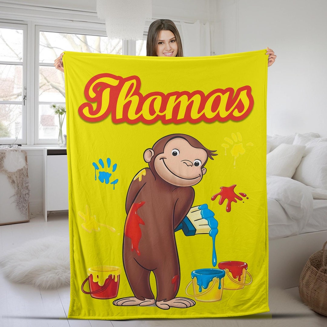 Personalized Curious George Blanket, Curious George Fleece Blanket ...