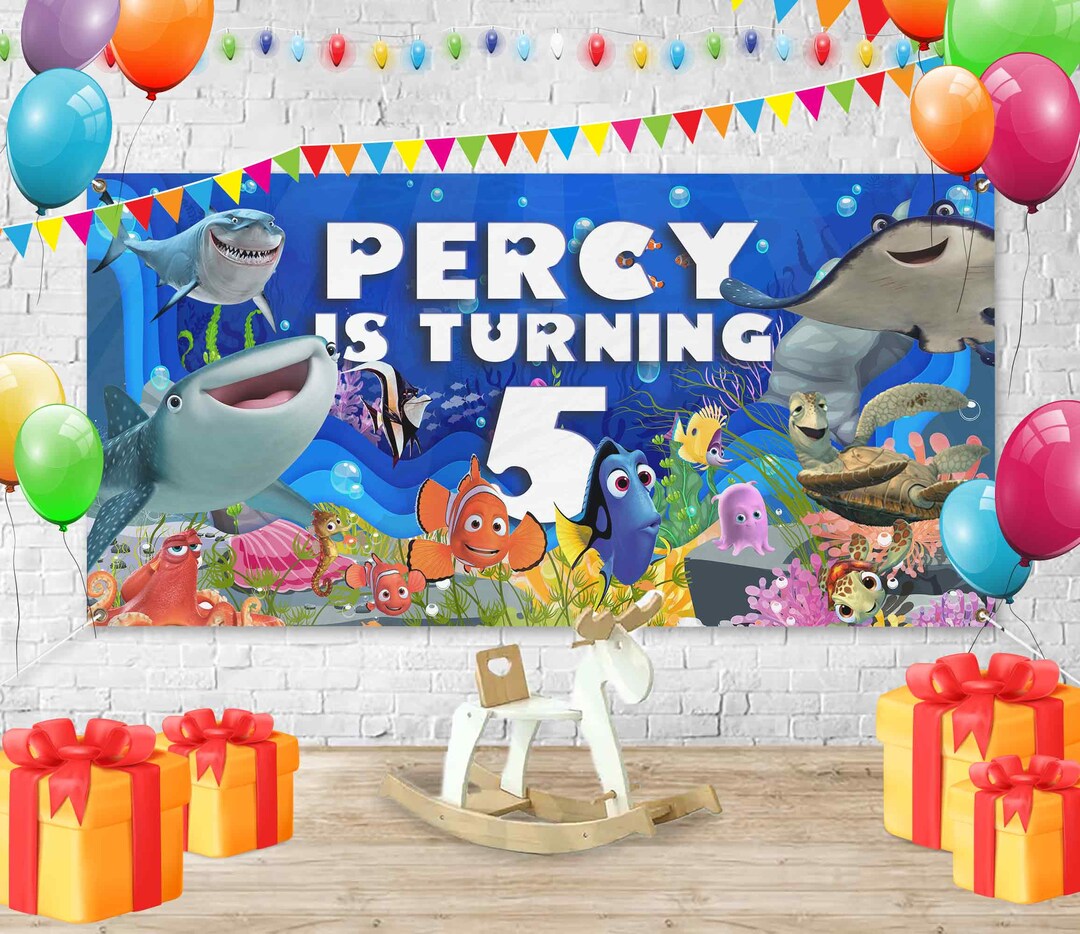 Finding Nemo Birthday Backdrop, Finding Nemo Banner, Finding Nemo Party ...