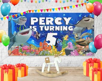 Finding Nemo Birthday Backdrop, Finding Nemo Banner, Finding Nemo Party ...