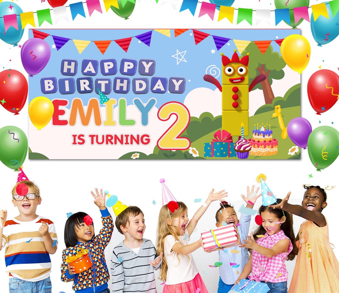 Personalized Birthday Numberblocks Banner, Printable Party Backdrops ...