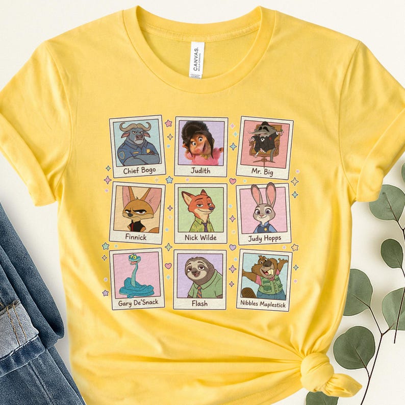 Disney Zootopia 2 Characters Photo Portrait Shirt, Zootopia Nick Judy ...