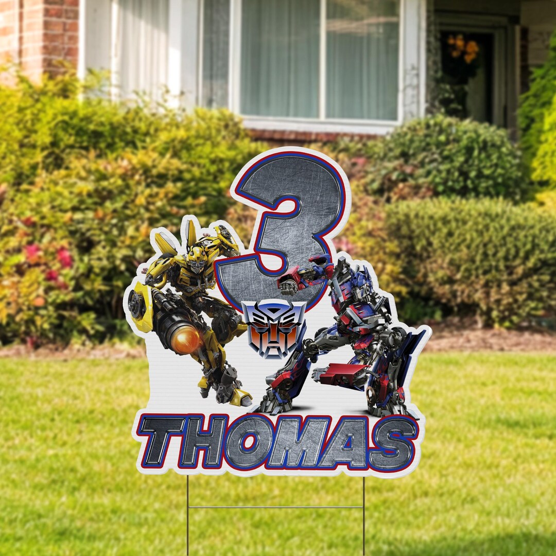 Transformers Birthday Yard Sign, Optimus Prime Cutout, Bumblebee Party ...