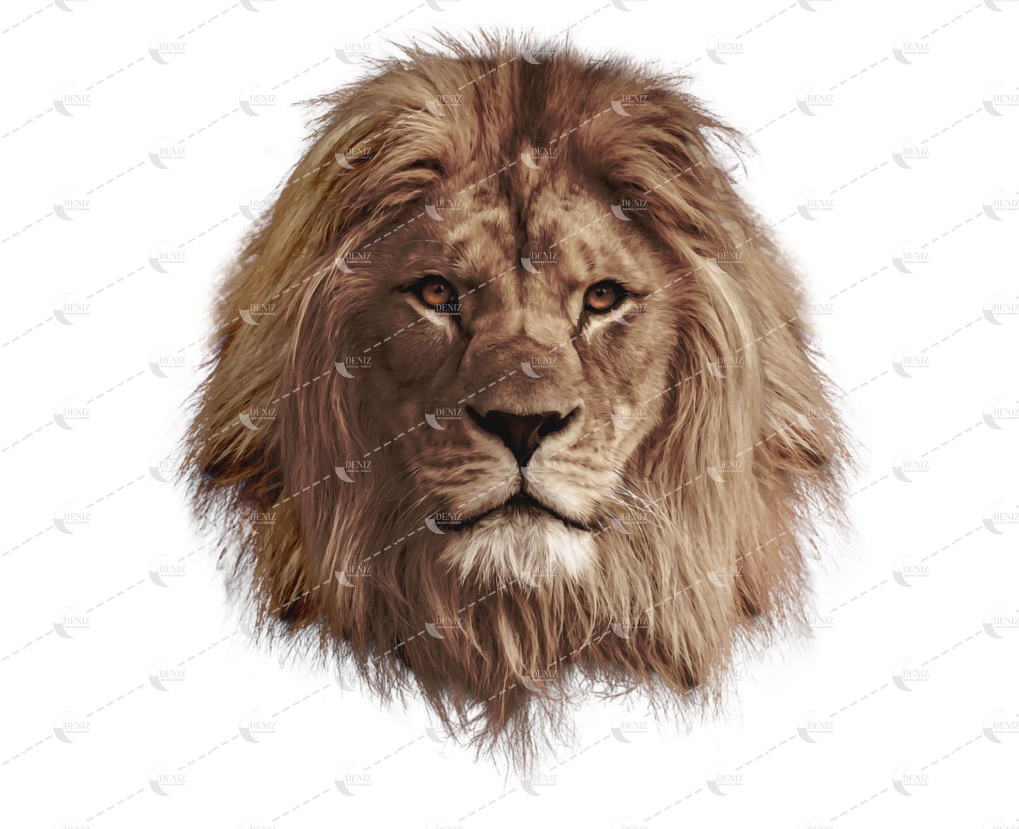 Lion Head PNG, Watercolor Lion Head, Easy Print Lion Head Design ...