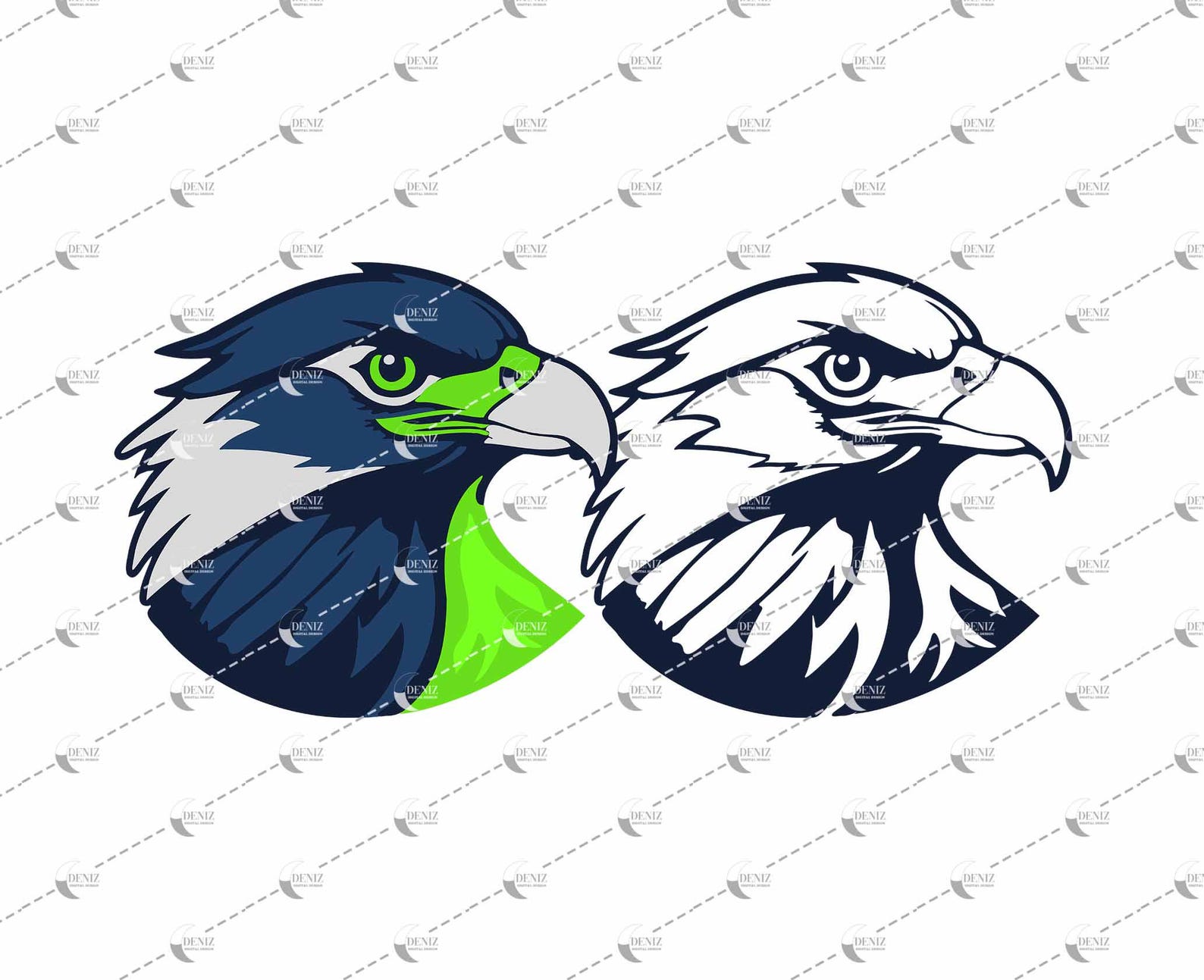 Seahawk Mascot Head Logo, Seahawks Football SVG, Seahawks Vector File ...