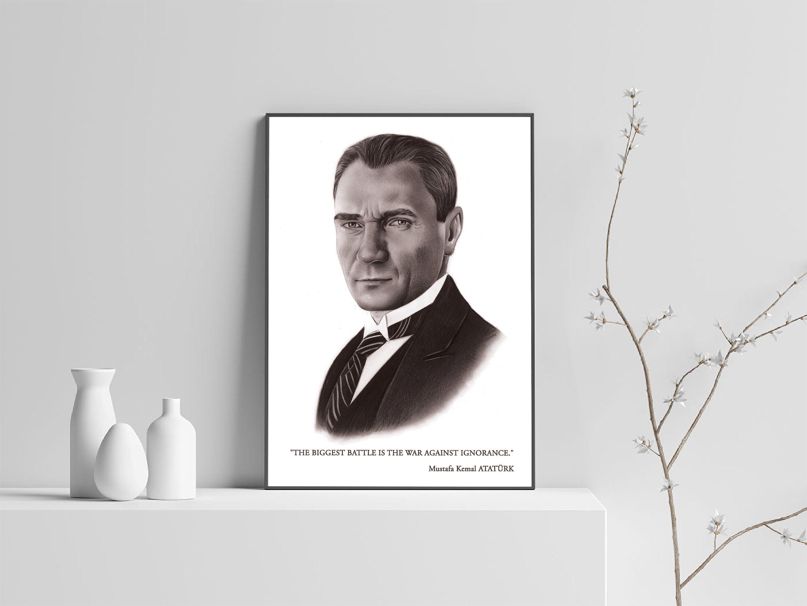 Ataturk Portrait Art Print: Handmade Pencil Drawing (digital Download ...