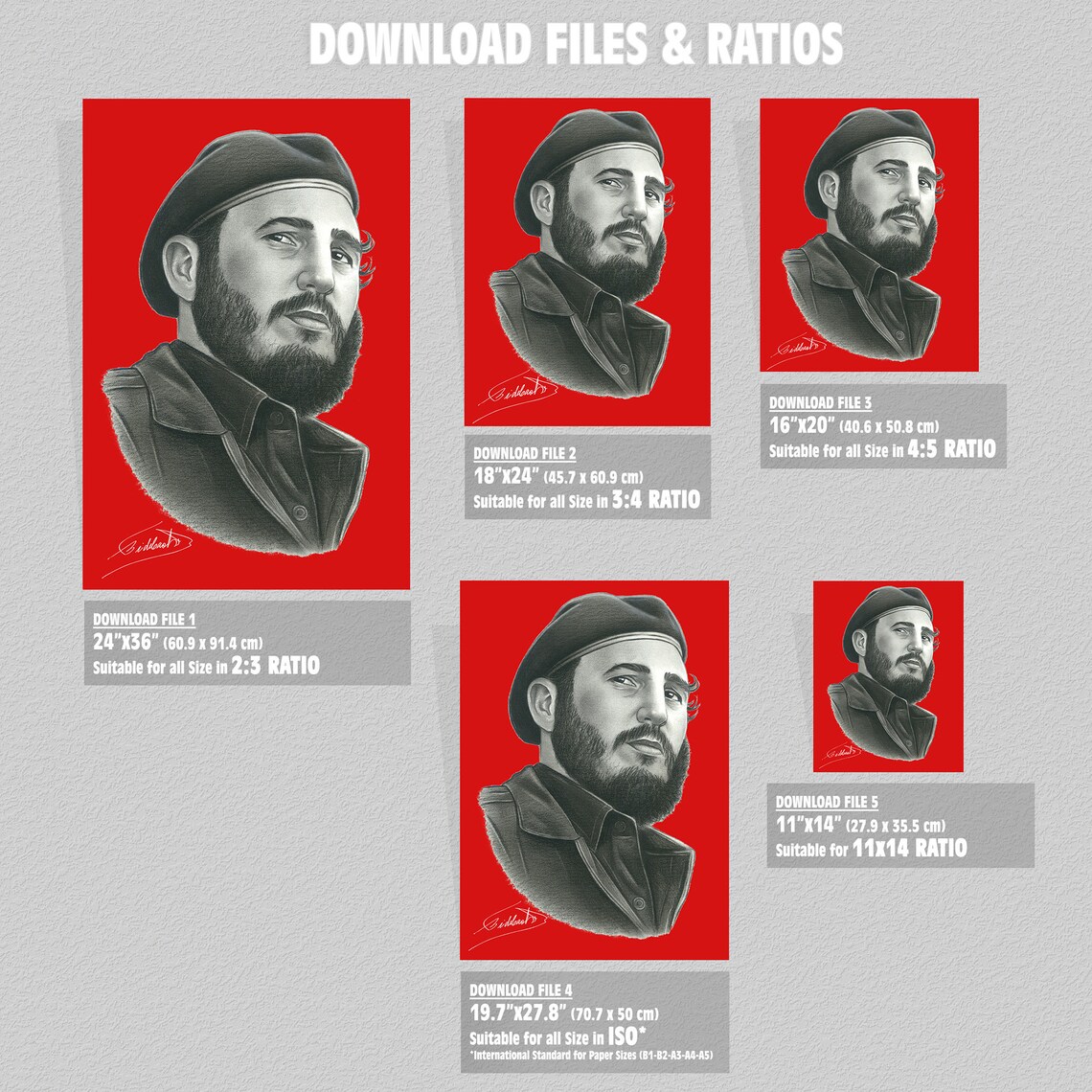Handmade Fidel Castro Portrait Art - Red Room Decor (instant Download ...
